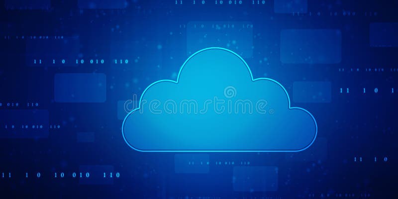 2d Illustration of Cloud Computing, Digital Cloud Computing Concept Background. Stock ...