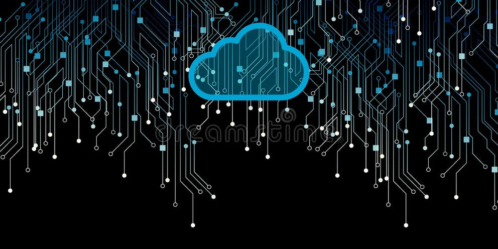 2d Illustration of Cloud Computing, Wireless Network Cloud Storage, Cloud Computing Technology ...