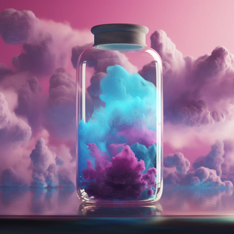 3D Illustration of a Cloud in a Glass Jar. 3D Rendering Stock ...