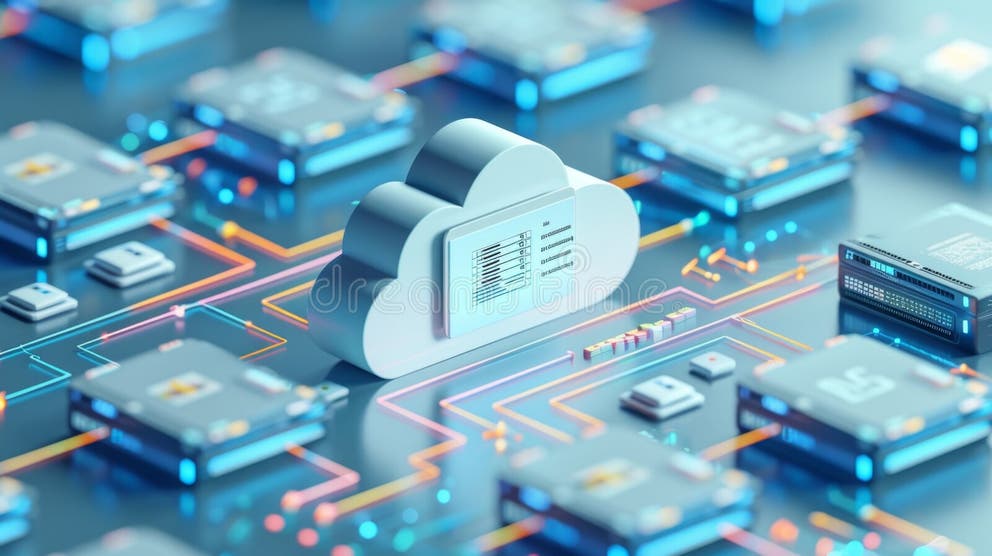3D Illustration of Cloud Migration, File Integration, and Fast Data ...