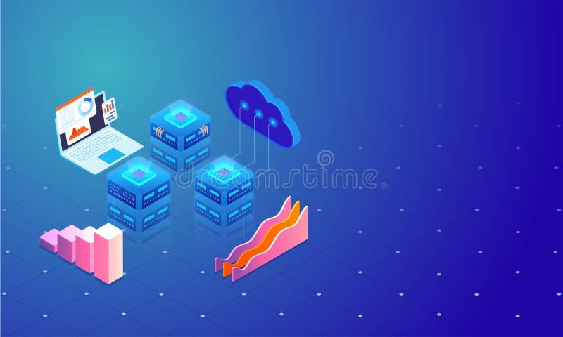 3D Illustration of Cloud Server Connect To Local Servers with La Stock ...