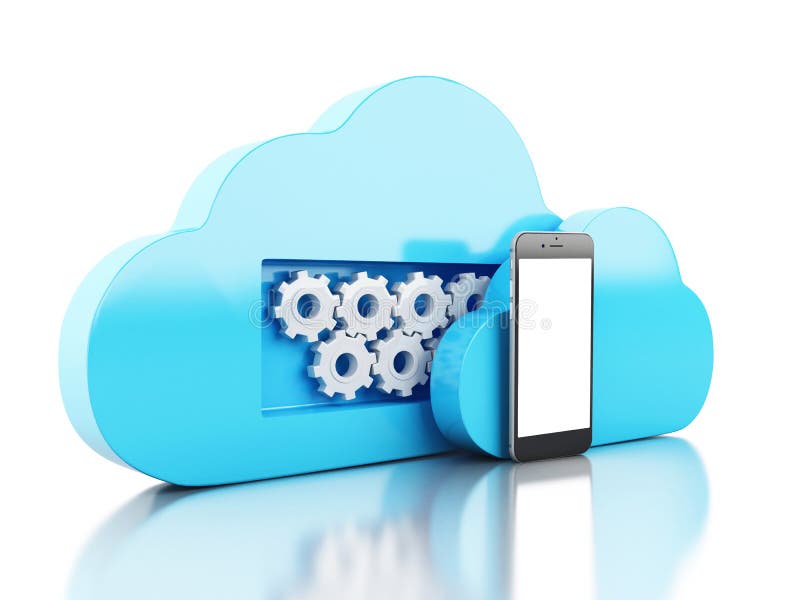 3d Cloud Symbol and Smartphone. Cloud Computing Concept Stock Illustration - Illustration of ...
