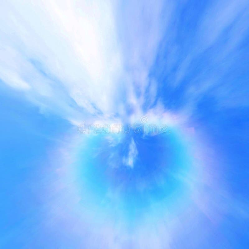 3d Illustration of Clouds and Rainbow Circles Floating in the Blue Sky ...