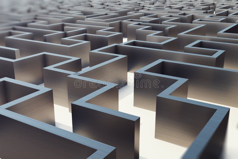 3d Illustration Cocrete Labyrinth, Complex Problem Solving Concept ...