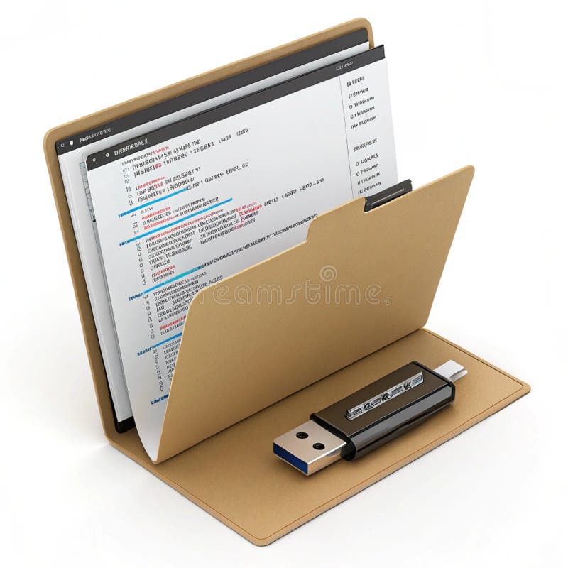 Coding Folder 3D Illustration Isolated on White Background Stock ...