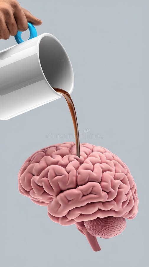 3D Illustration of Coffee Pouring into Brain Stock Illustration ...