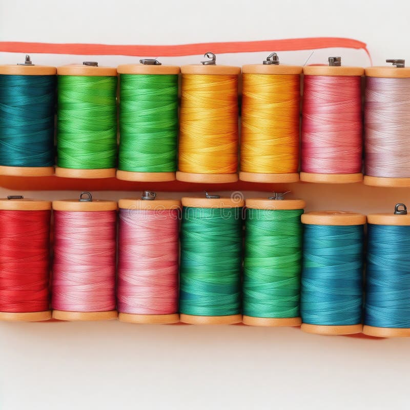 3D Illustration of Collection of Colorful Sewing Threads on a White ...