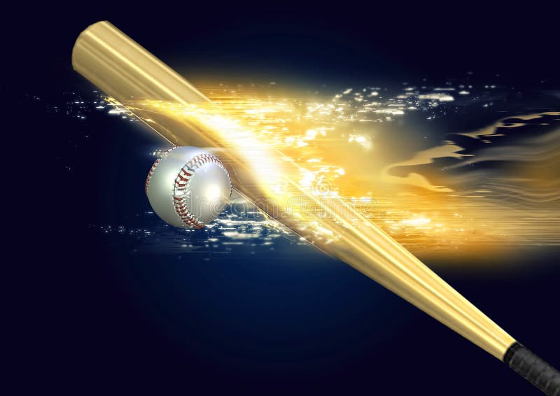 3d Illustration of Colliding Baseball Ball and Bat Composite with ...
