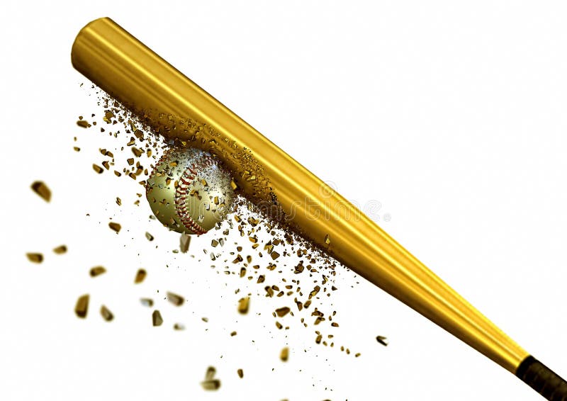3d Illustration of Colliding Baseball Ball and Bat Composite with ...