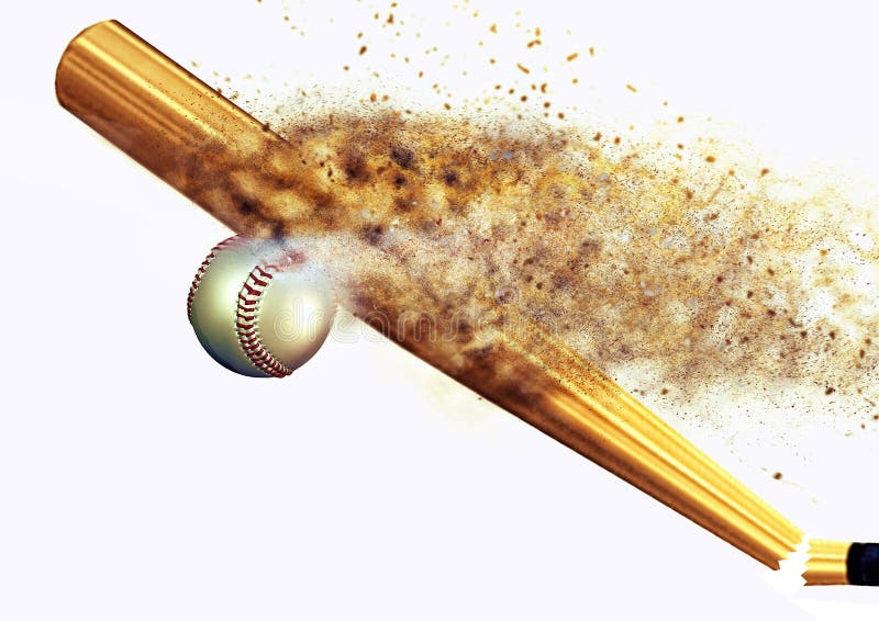 3d Illustration of Colliding Baseball Ball and Bat Composite with ...