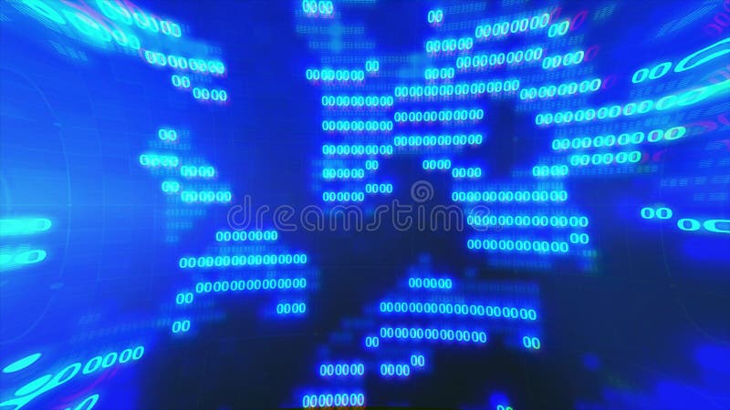 3D Illustration. Color Bytes of Binary Code Flying through Stock Video ...