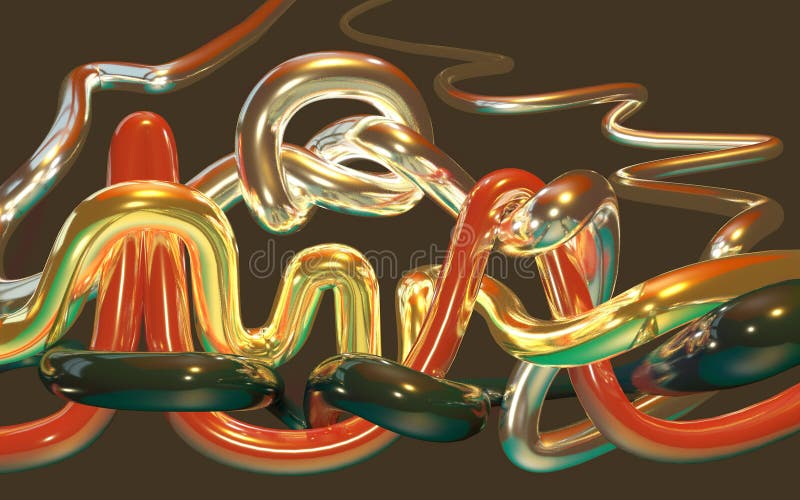 3d Illustration of Color Tubes Background with Metal Gloss and ...