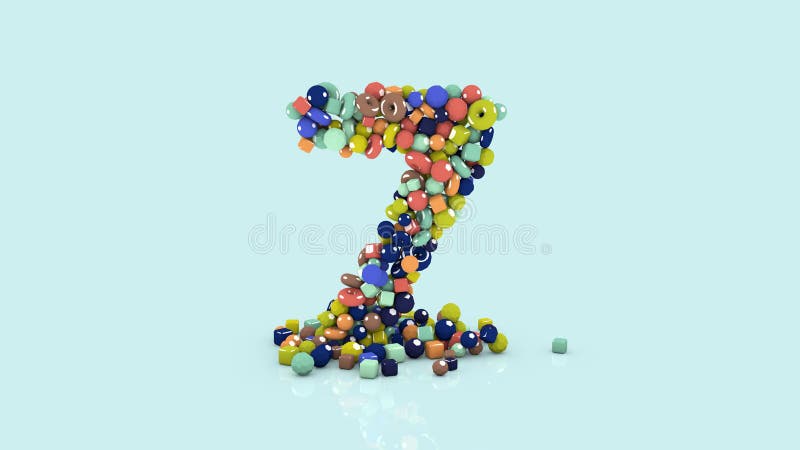 3D Illustration from Colored Objects, Colorful Number, from Falling ...