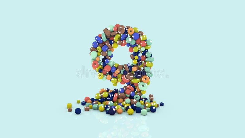 3D Illustration from Colored Objects, Colorful Number, from Falling ...