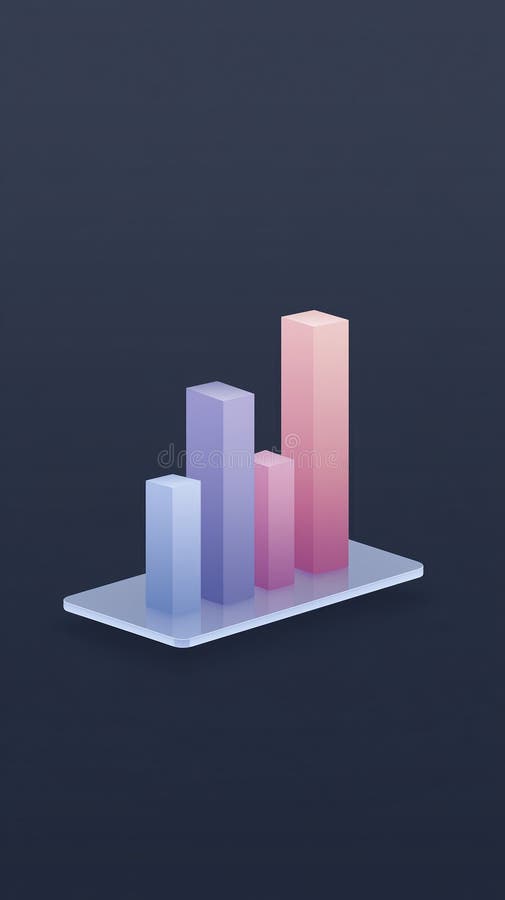3D Illustration of Colorful Bar Graph on Transparent Platform ...