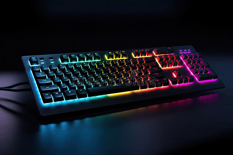 3d Illustration, Colorful Gaming Keyboard LED Backlit Realistic ...