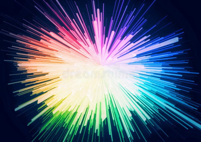 3d Illustration of Colorful Rays Exploding Stock Illustration ...
