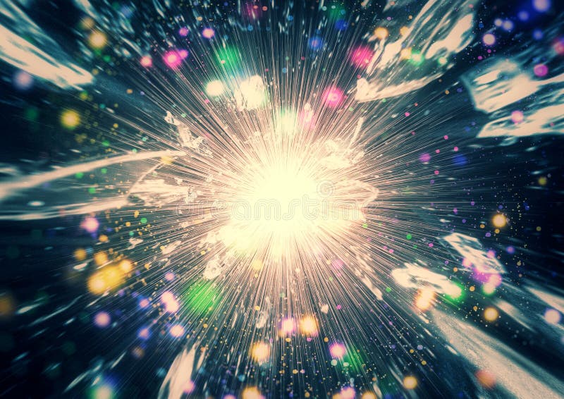 3d Illustration of Colorful Star Exploding and Scattering Debris Stock ...