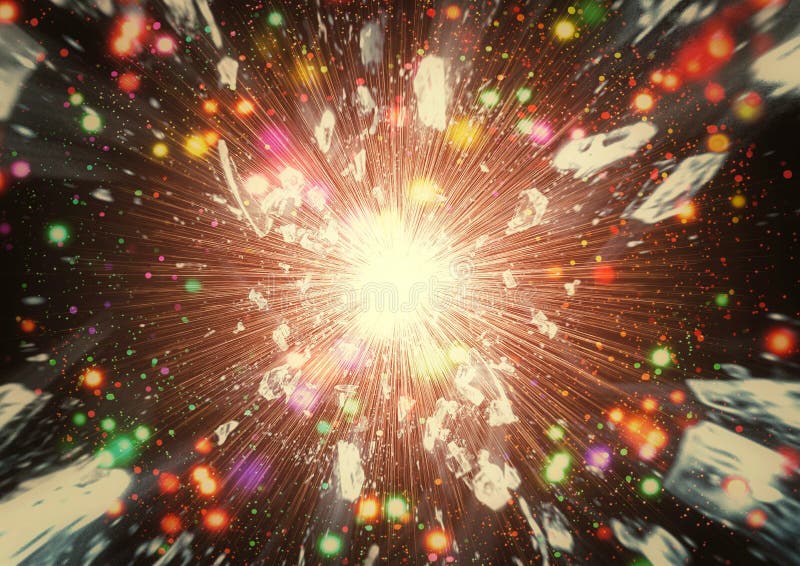 3d Illustration of Colorful Star Exploding and Scattering Debris Stock ...