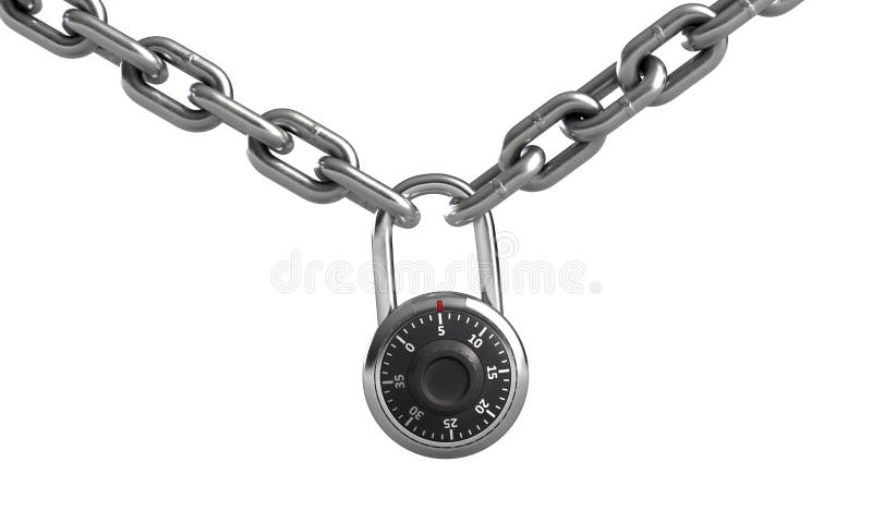 Combination Chain and Padlock. Vector Stock Vector - Illustration of ...