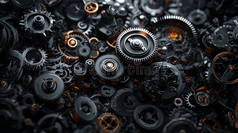This 3D Illustration Combines Gears with a Dark Background for Depth ...
