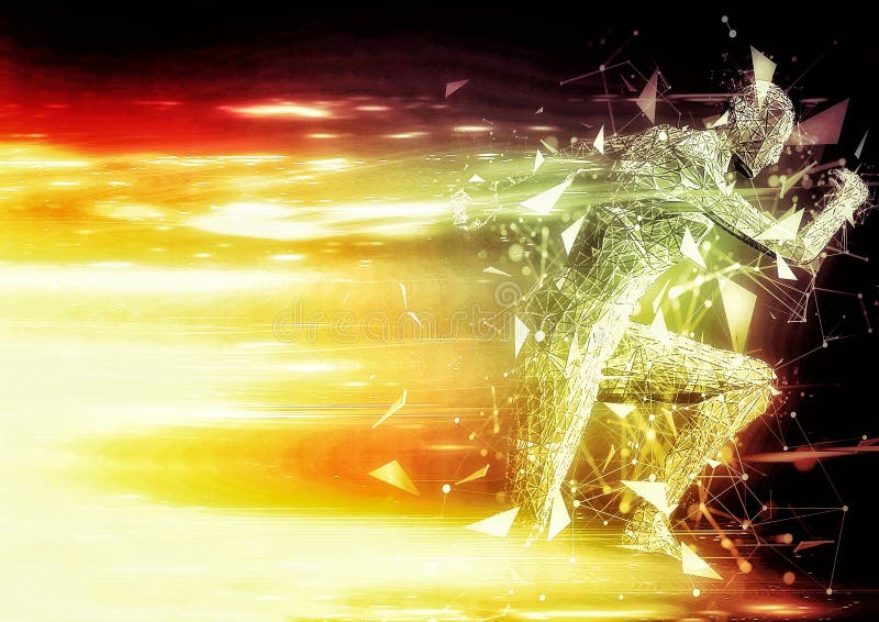 3d Illustration Combining Light Effects on the Silhouette of a Running ...