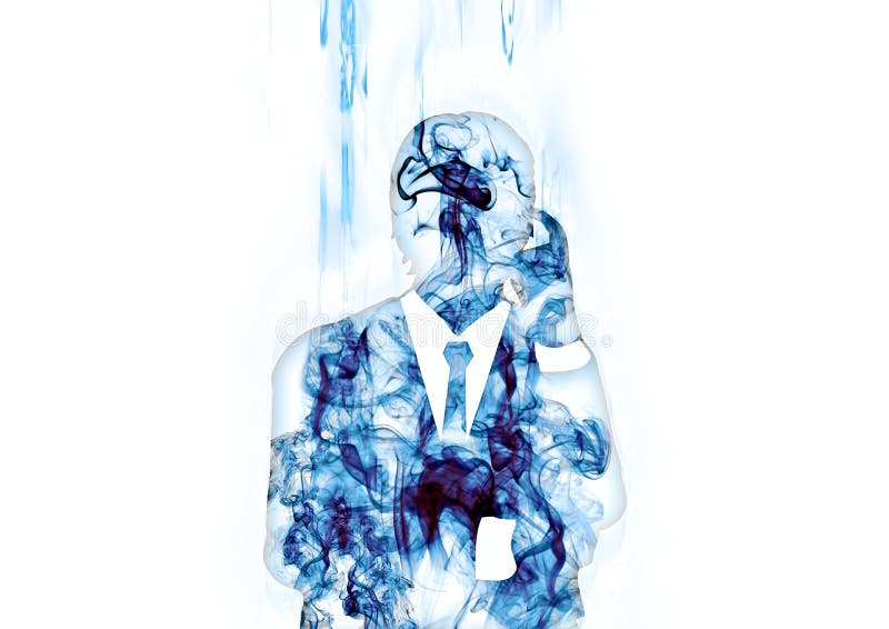 3d Illustration Combining Light Effects on the Silhouette of a Thinking ...