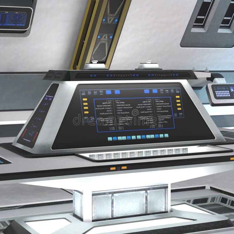 3D-illustration of the Command Center in a Science Fiction Starship ...