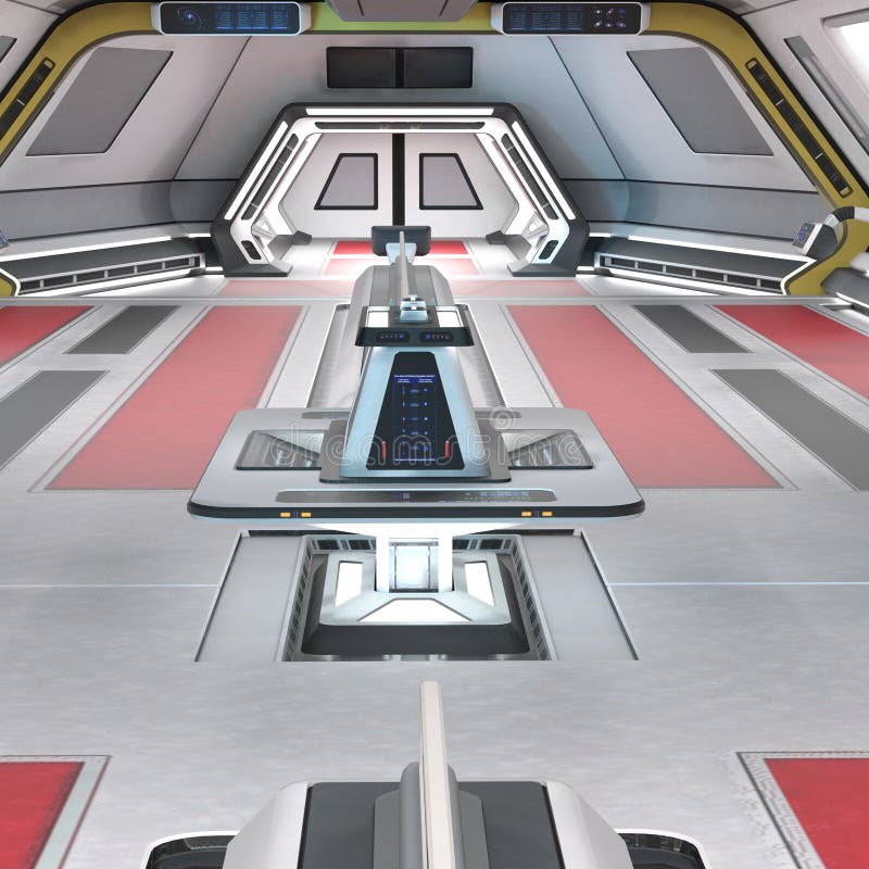 3D-illustration of the Command Center in a Science Fiction Starship ...