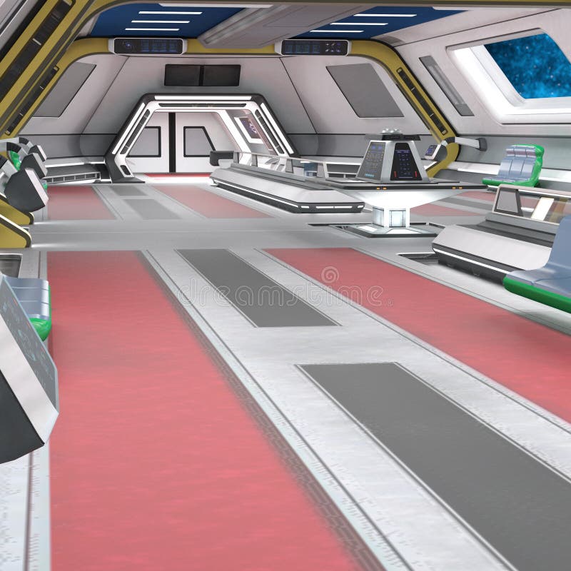 3D-illustration of the Command Center in a Science Fiction Starship ...