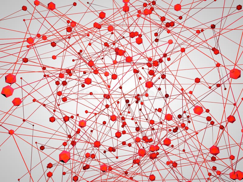 3d Illustration of Communication Backgroung with Connected Red Hexagon ...