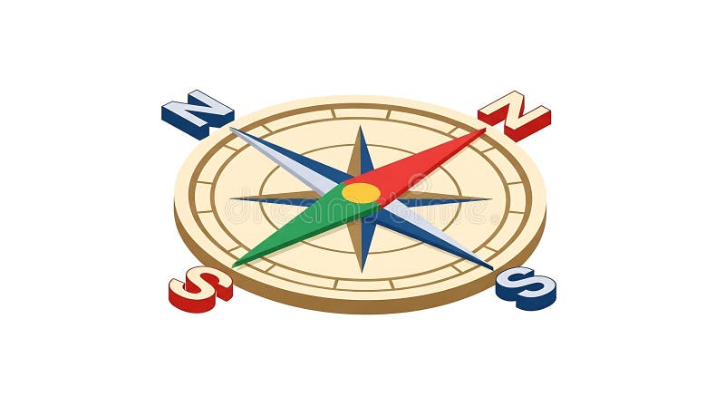 A 3D Illustration of a Compass Rose on a Beige Circular Base. the ...