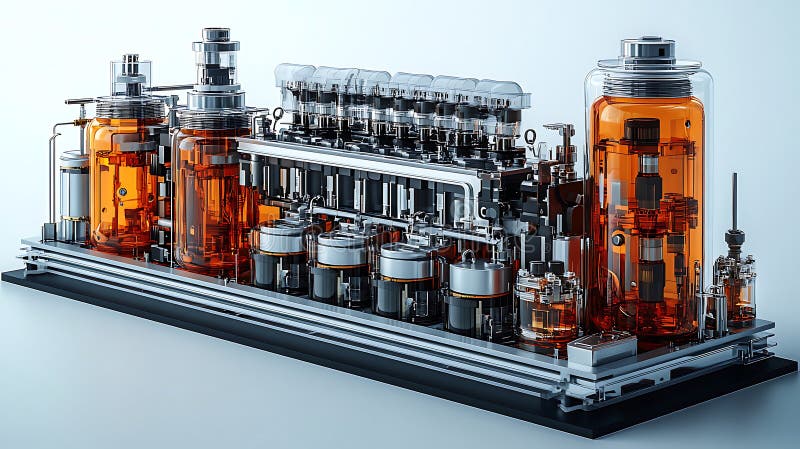 3D Illustration of Complex Octane Rating Testing Equipment Featuring ...