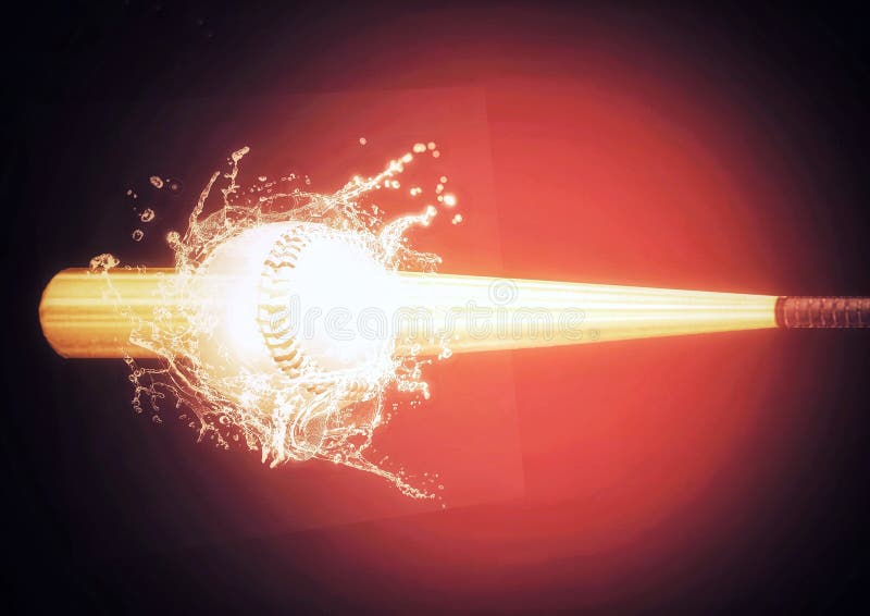 3d Illustration Composite of Baseball Ball and Bat with Explosion ...
