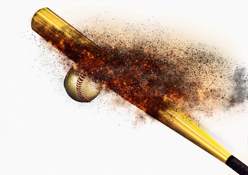 3d Illustration of Colliding Baseball Ball and Bat Composite with ...