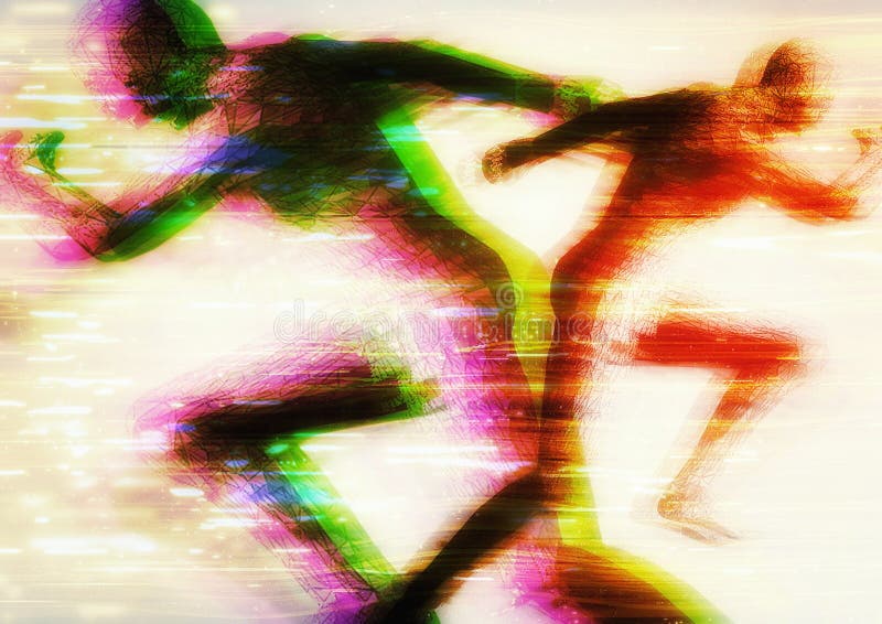 3d Illustration of Composite Image Effect on Silhouettes of People ...