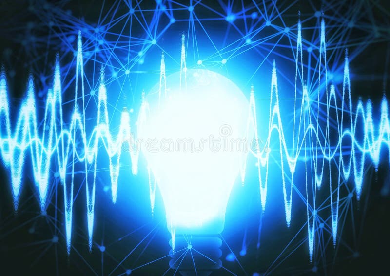3d Illustration of Composite Light Effect on Abstract Blue Light Bulb ...
