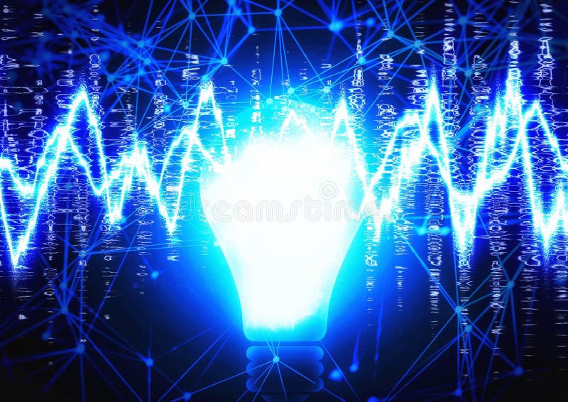 3d Illustration of Composite Light Effect on Abstract Blue Light Bulb ...