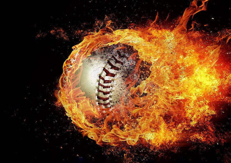 3d Illustration Compositing Flame Effect on Baseball Stock Illustration ...