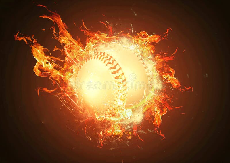 3d Illustration Compositing Flame Effect on Baseball Stock Illustration ...
