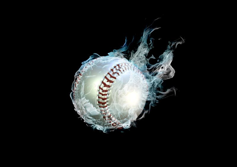 3d Illustration Compositing Flame Effect on Baseball Stock Illustration ...