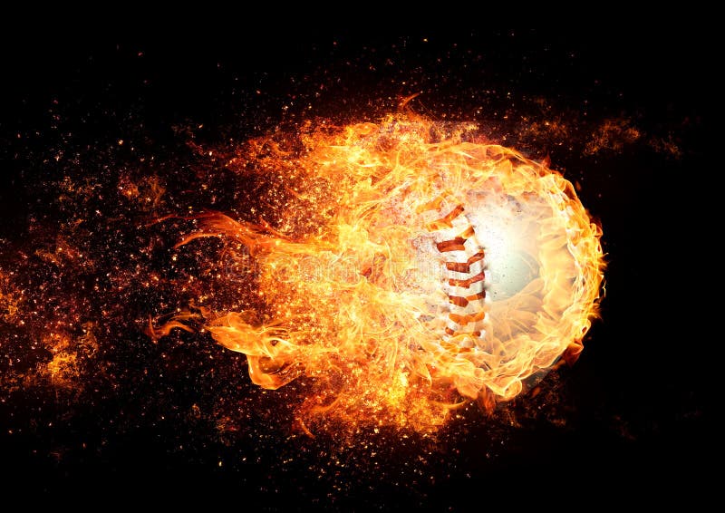 3d Illustration Compositing Flame Effect on Baseball Stock Illustration ...