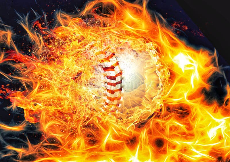 3d Illustration Compositing Flame Effect on Baseball Stock Illustration ...