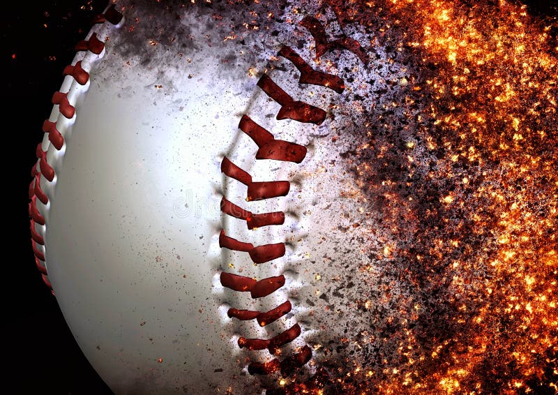 3d Illustration Compositing Flame Effect on Baseball Stock Illustration ...