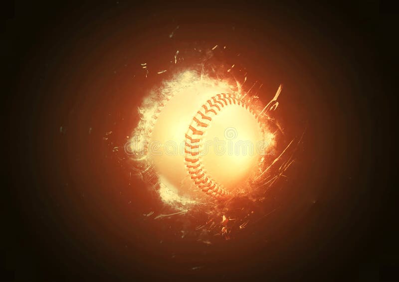 3d Illustration Compositing Flame Effect on Baseball Stock Illustration ...