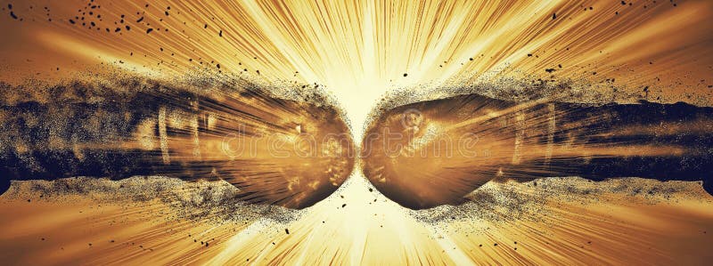 3d Illustration Compositing the Effect of Colliding Fists and Flame ...