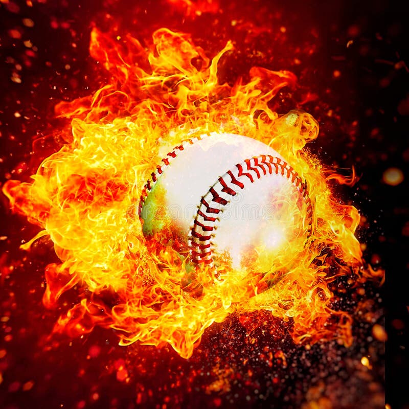 3d Illustration Compositing Flame Effect on Baseball Stock Illustration ...