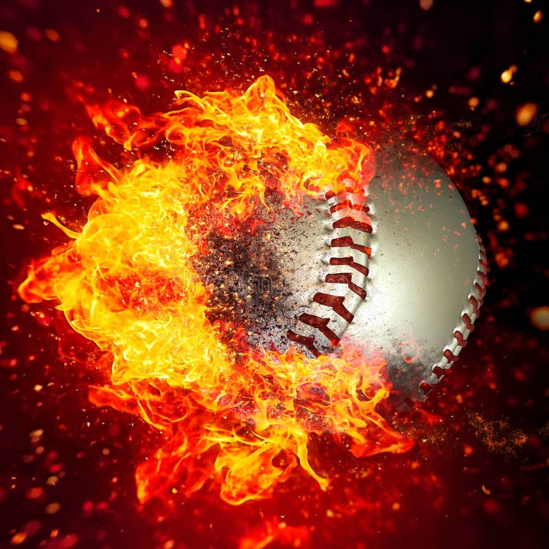 3d Illustration Compositing Flame Effect on Baseball Stock Illustration ...