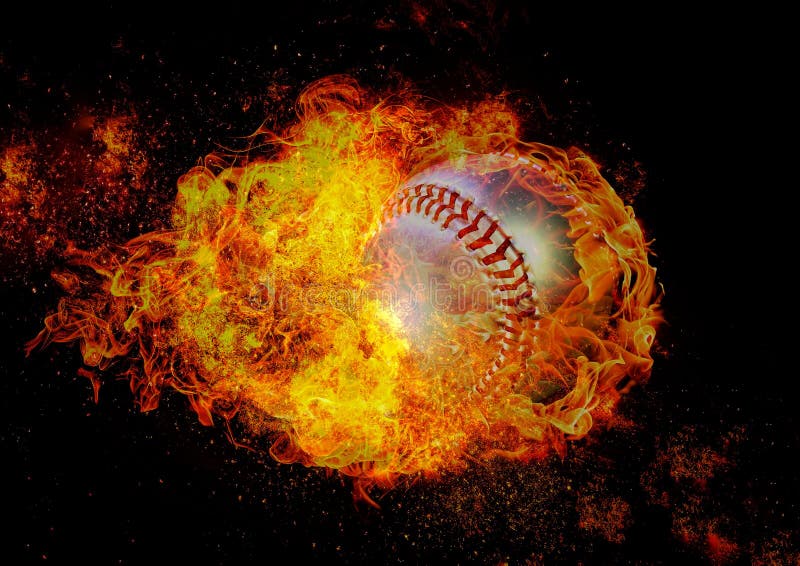 3d Illustration Compositing Flame Effect on Baseball Stock Illustration ...