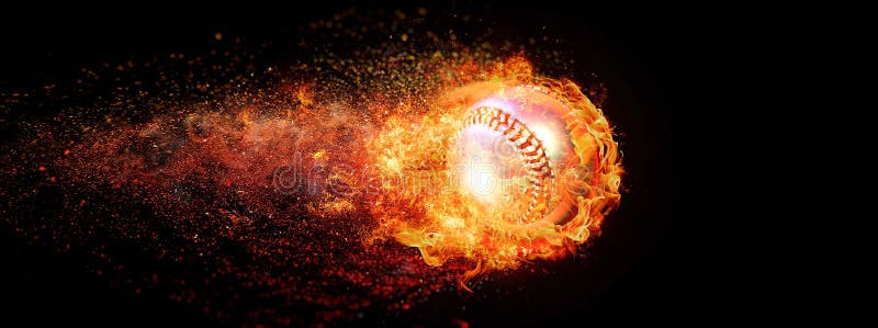 3d Illustration Compositing Flame Effect on Baseball Stock Illustration ...